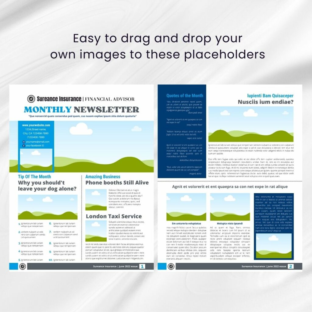 Canva Newsletter Template Financial and Business - MasterBundles