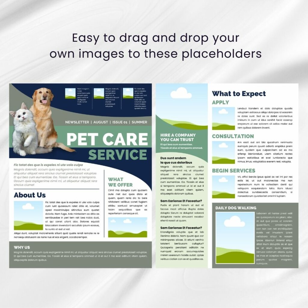 Canva Newsletter Template For Pet Care Business - MasterBundles