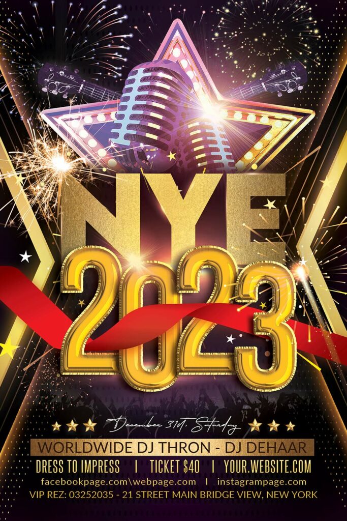 Happy New Year 2023 Flyer Design Template - MasterBundles