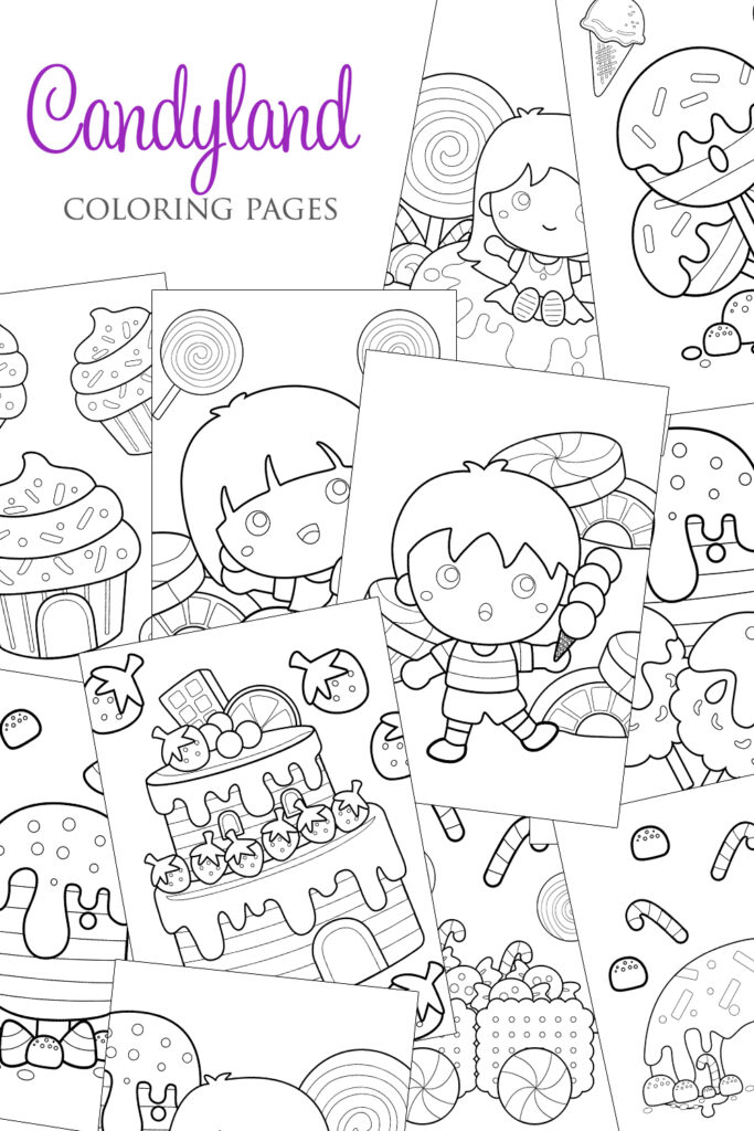 Candyland kids & adult A4 coloring pages - coloring book - MasterBundles
