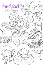 Candyland Kids Digital Stamp Stickers Vector Clipart - MasterBundles