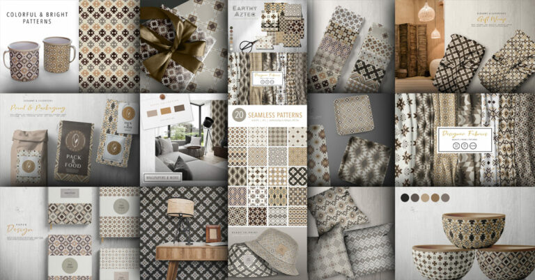 Earthy Aztec Vector Pattern Set – MasterBundles