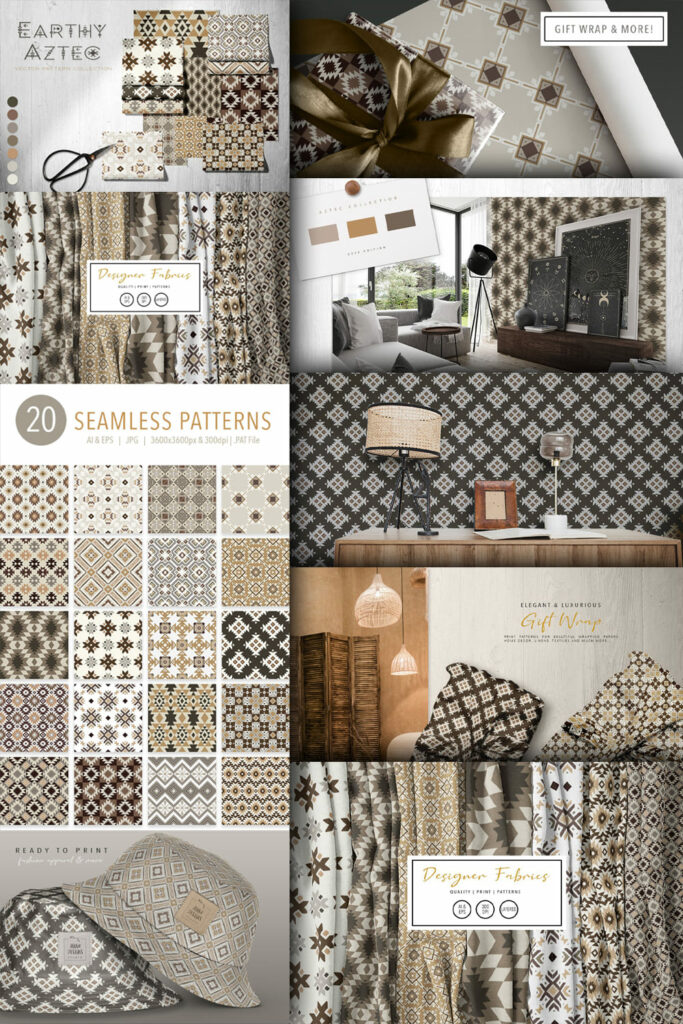 Earthy Aztec Vector Pattern Set – MasterBundles