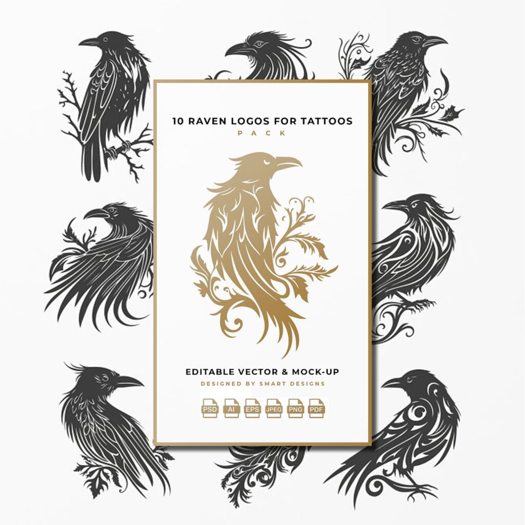 Raven Logos for Tattoos Pack x10 – MasterBundles
