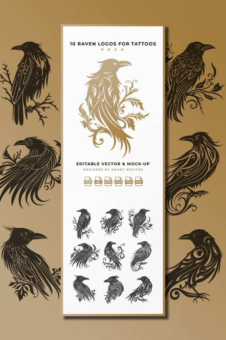 Raven Logos for Tattoos Pack x10 – MasterBundles