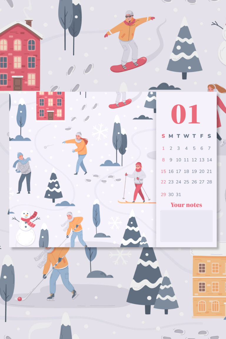 Free Colorful January Calendar – MasterBundles
