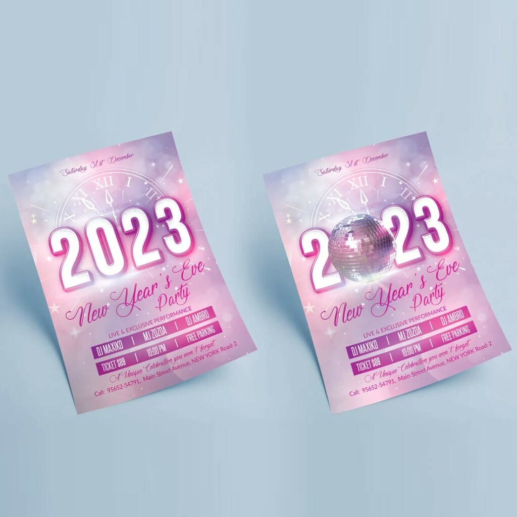 New Year Flyer 2023 Bundle Happy NYE Eve Template Desing - MasterBundles