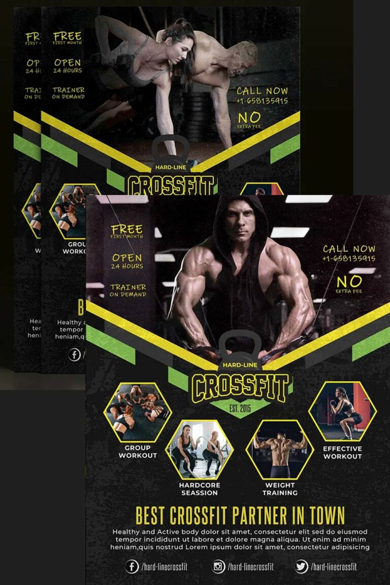 Fitness Flyer, Crossfit Flyer Gym Flyer Design Template Bundle ...