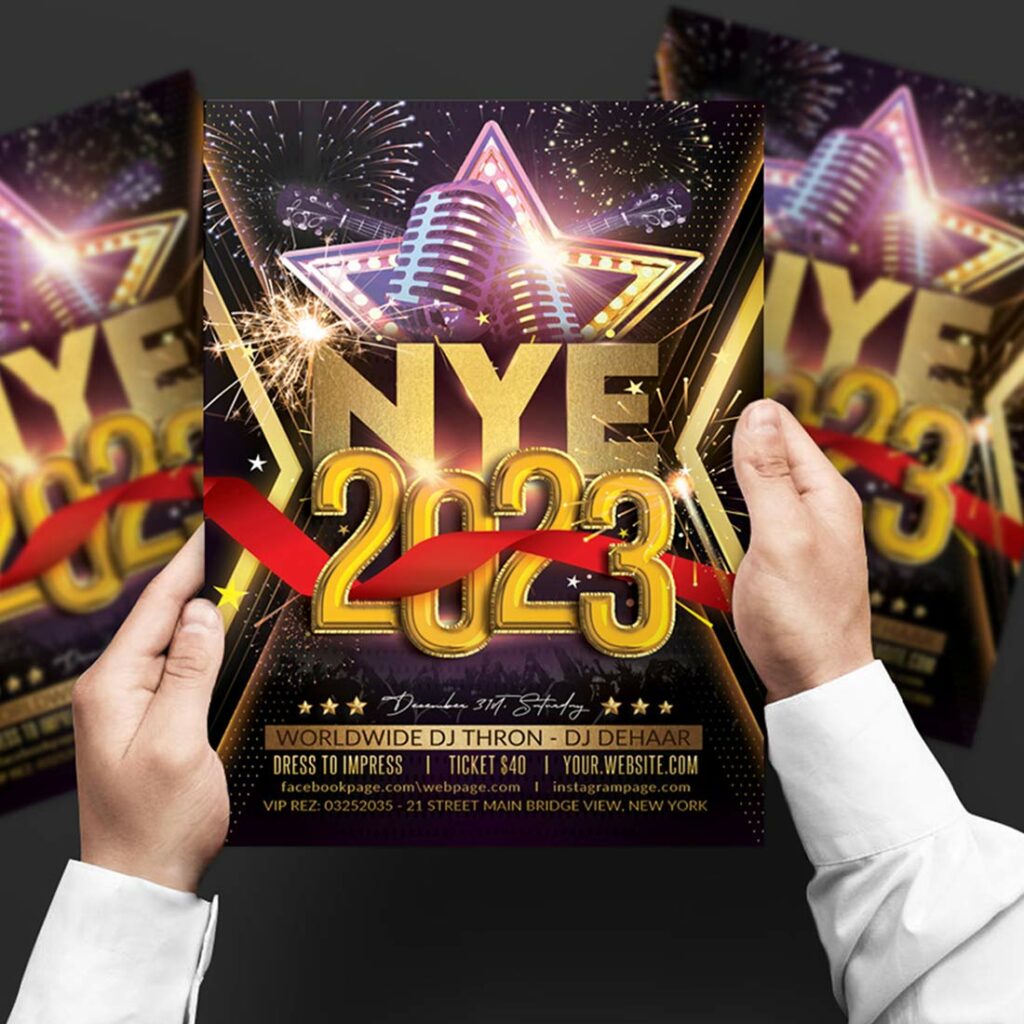 Happy New Year 2023 Flyer Design Template - MasterBundles