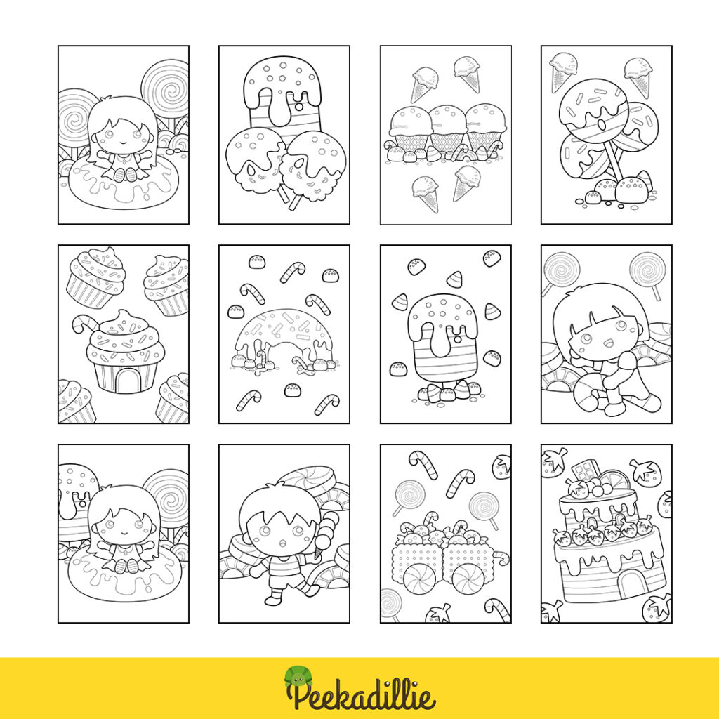 Candyland kids & adult A4 coloring pages - coloring book - MasterBundles