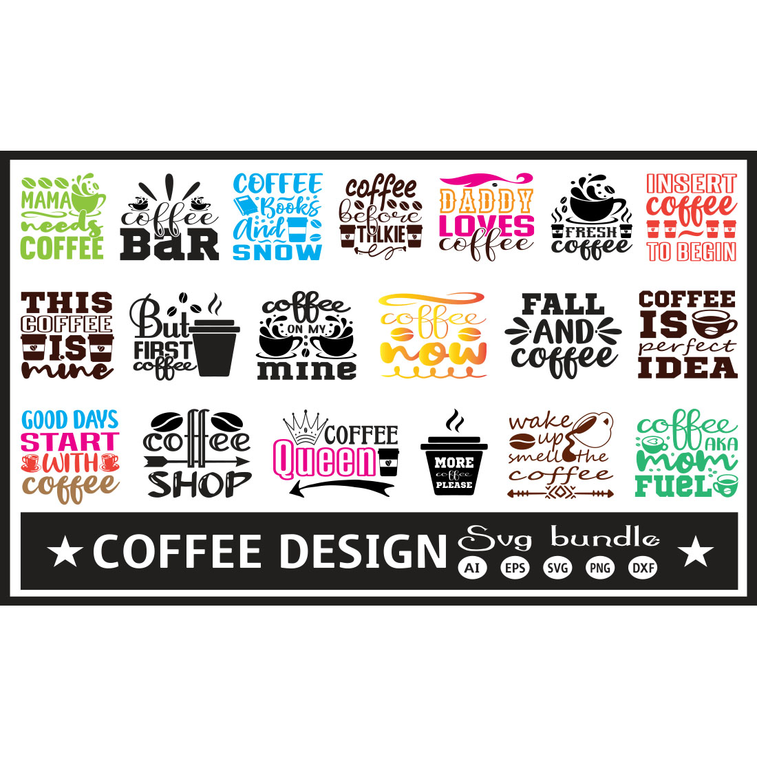 Coffee Typography SVG Design Bundle - MasterBundles