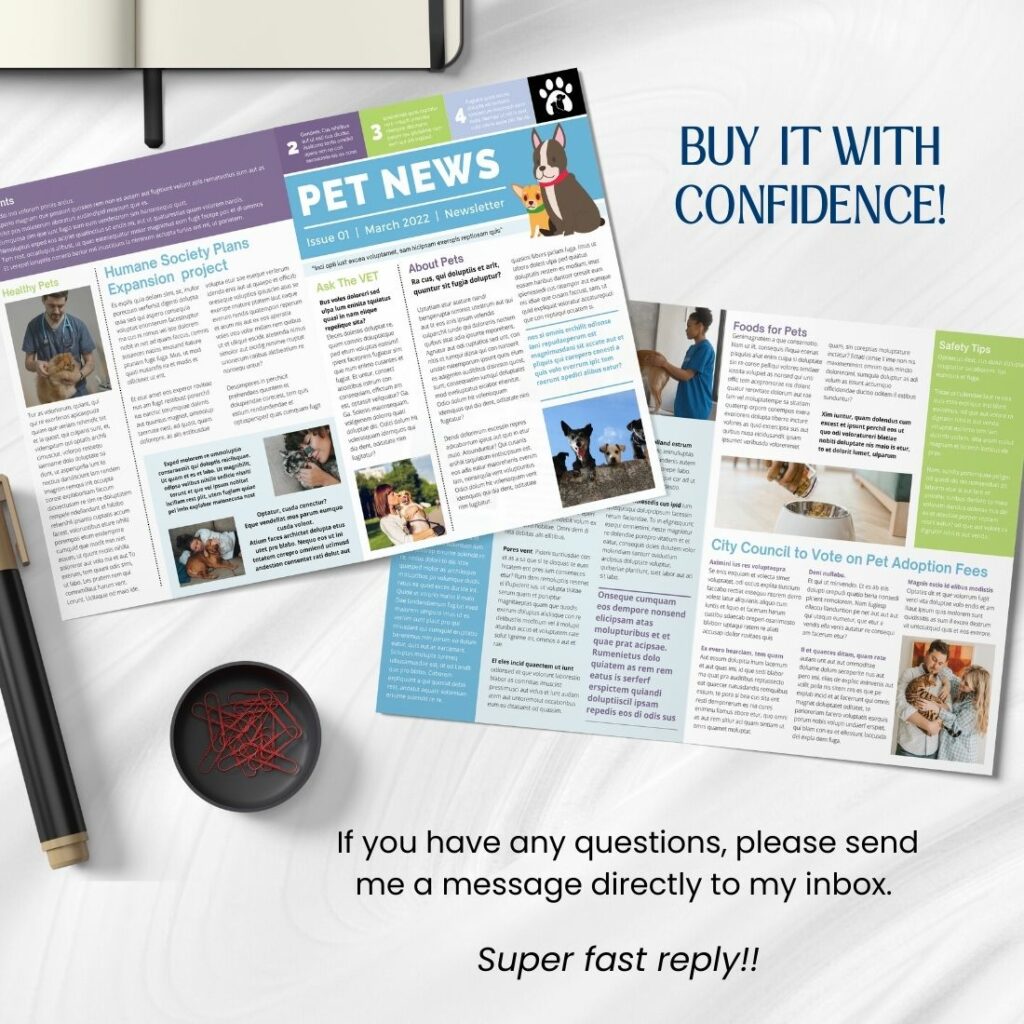 Pet Care Newsletter Canva Template - MasterBundles