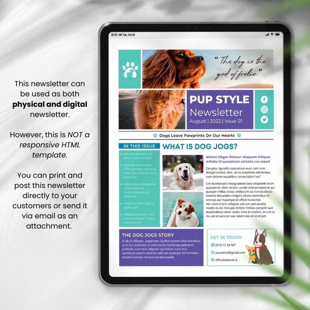 Canva Newsletter Template For Dog Pets - MasterBundles
