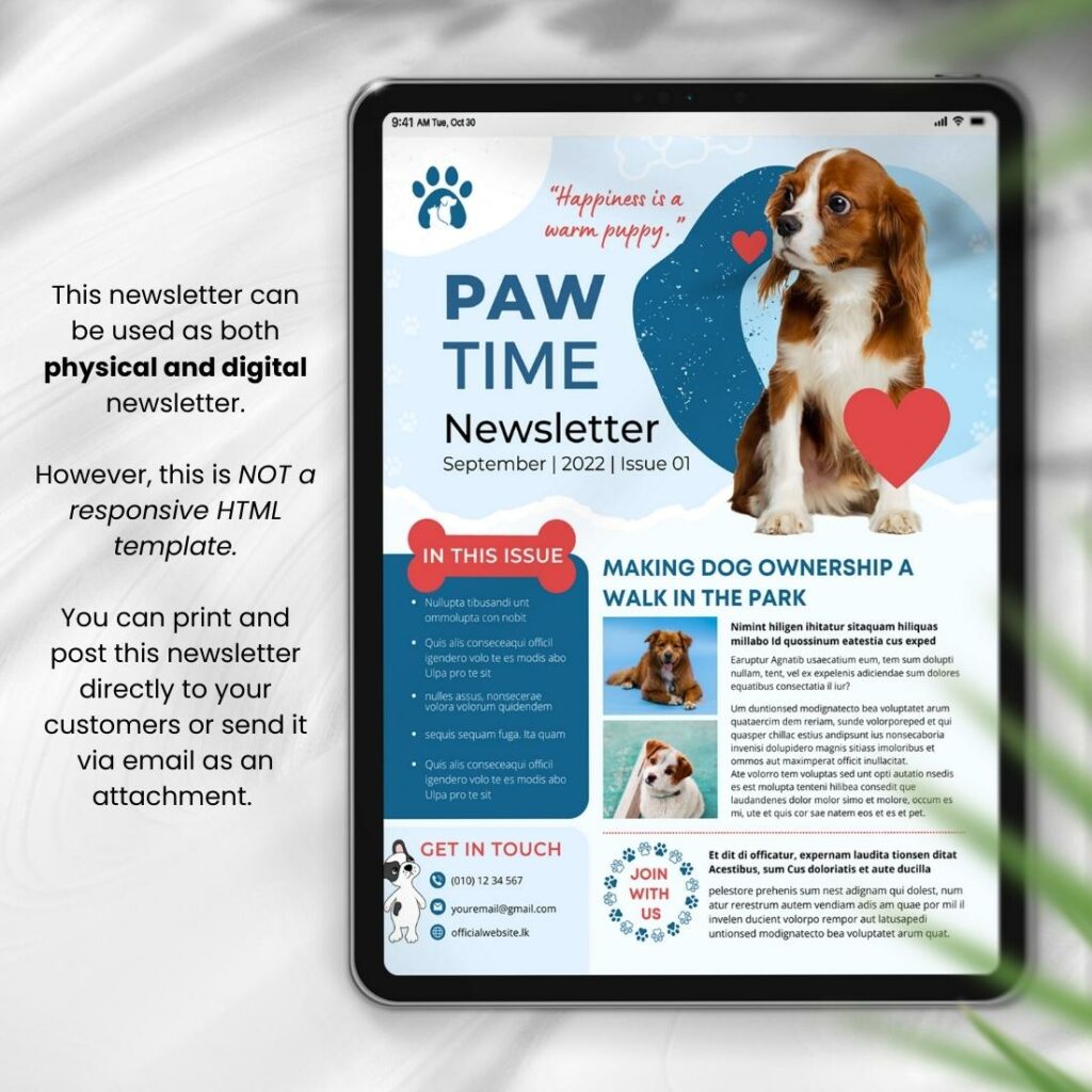 Canva Newsletter Template For Dog Pets - MasterBundles