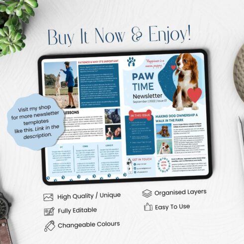Canva Newsletter Template For Dog Pets - MasterBundles