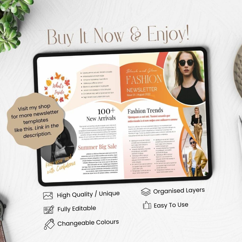 Canva Newsletter Template For Models and Fashion - MasterBundles