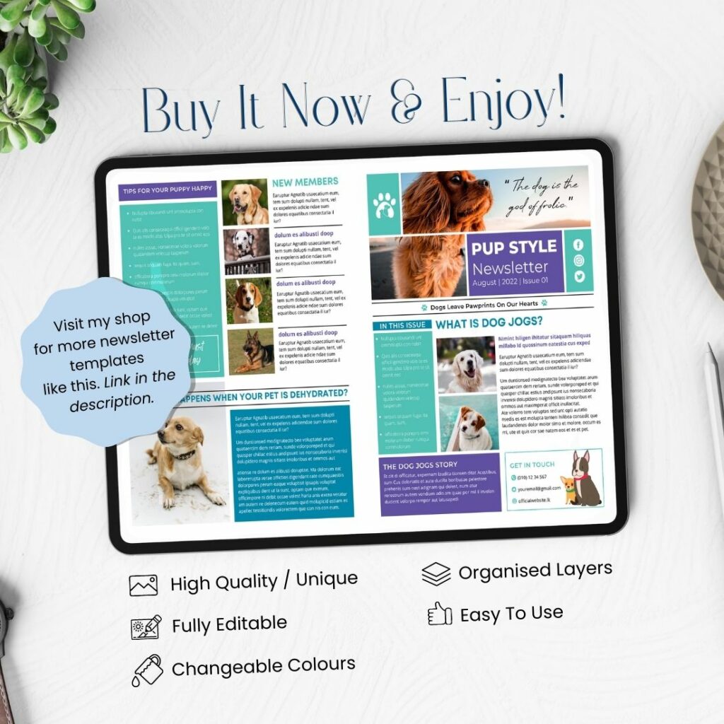 Canva Newsletter Template For Dog Pets - MasterBundles