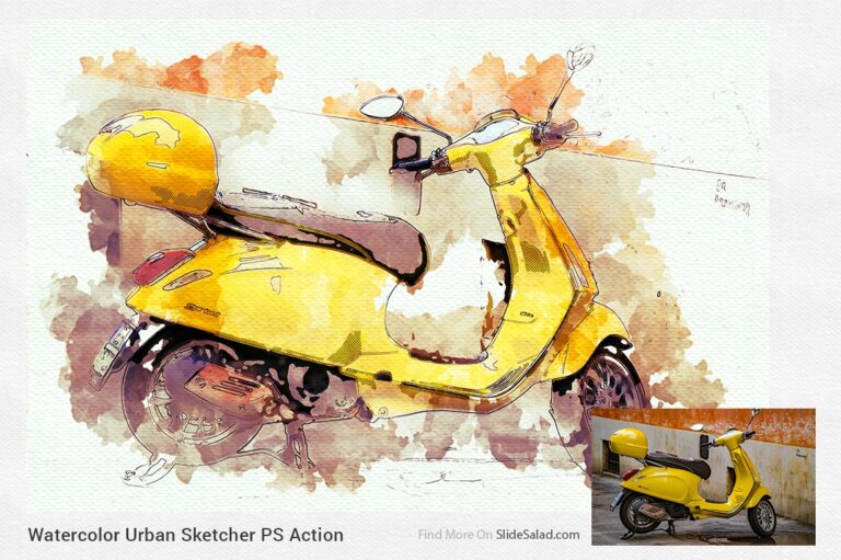 Watercolor Urban Sketcher PS Action – MasterBundles