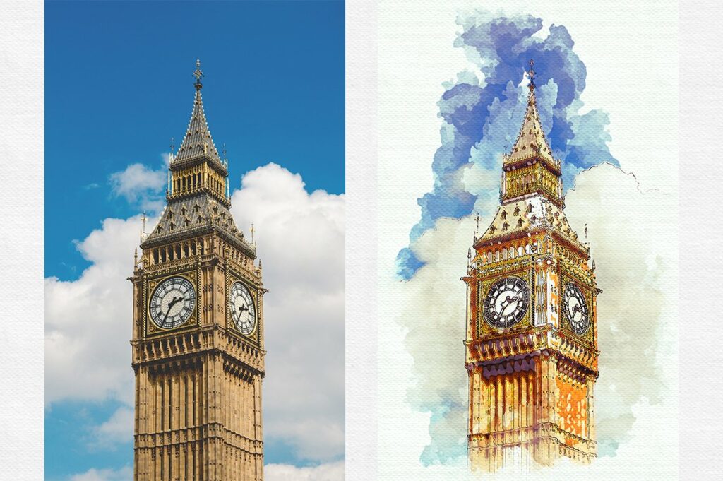 Watercolor Urban Sketcher PS Action – MasterBundles