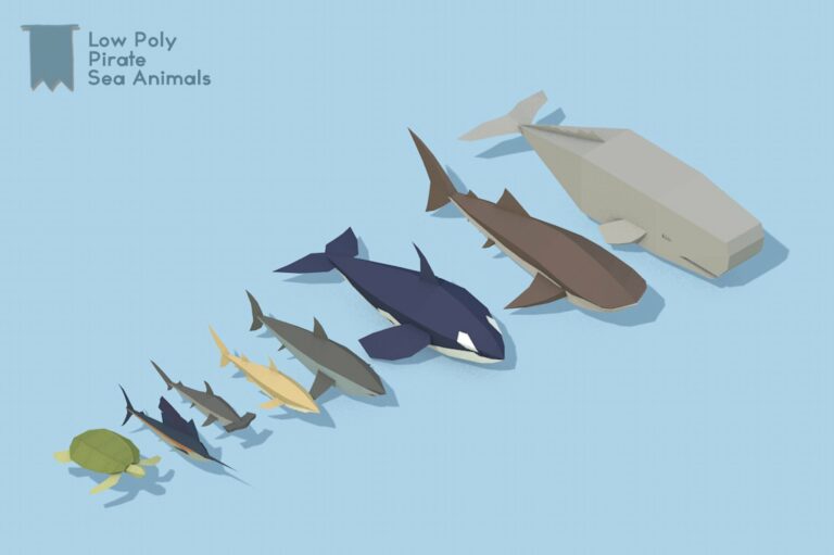 Low Poly Pirate Sea Animals – MasterBundles