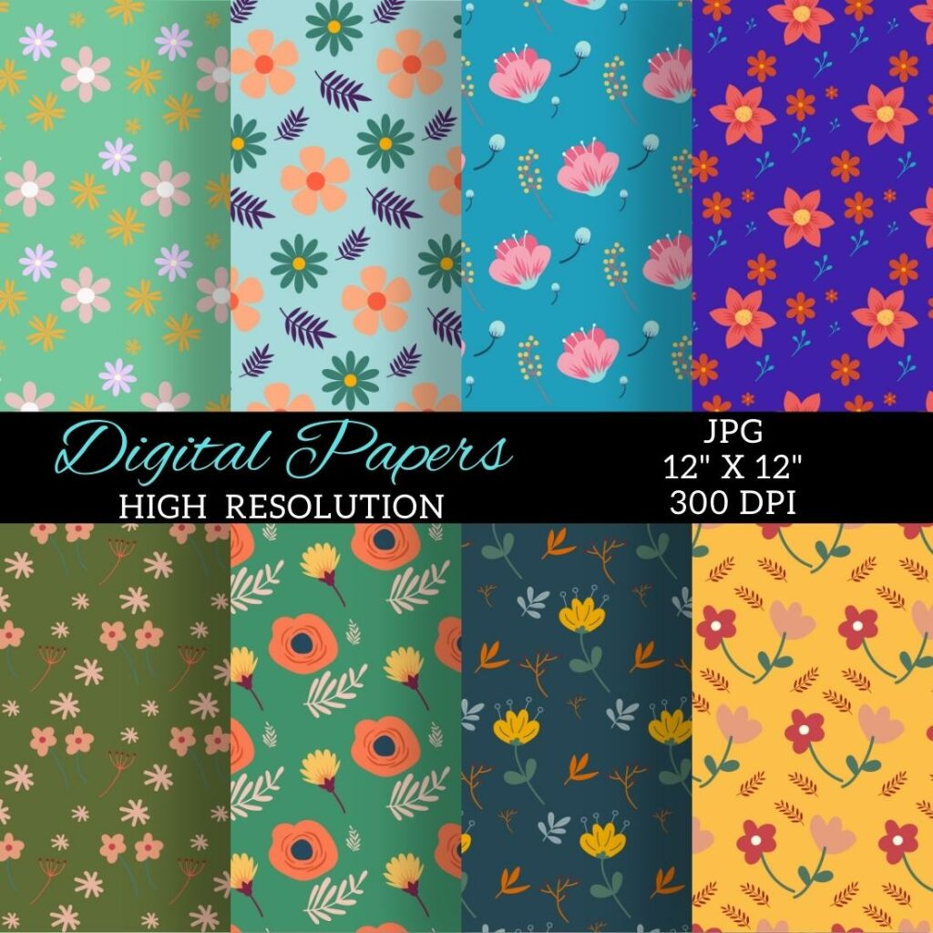 Flower Digital Paper Patterns Design - MasterBundles
