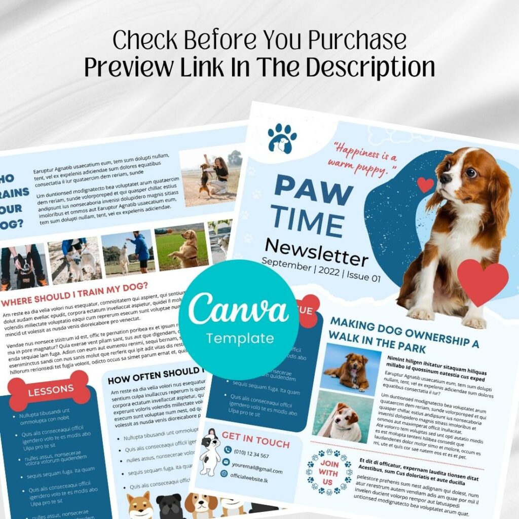 Canva Newsletter Template For Dog Pets - MasterBundles