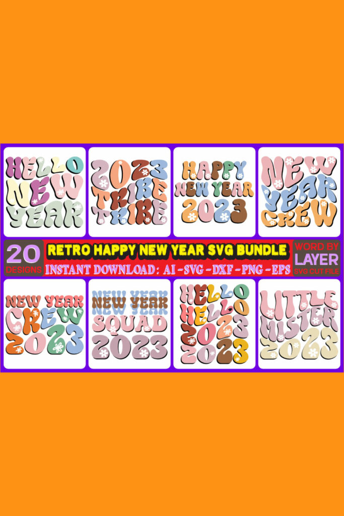 Retro Happy New Year SVG Bundle - MasterBundles