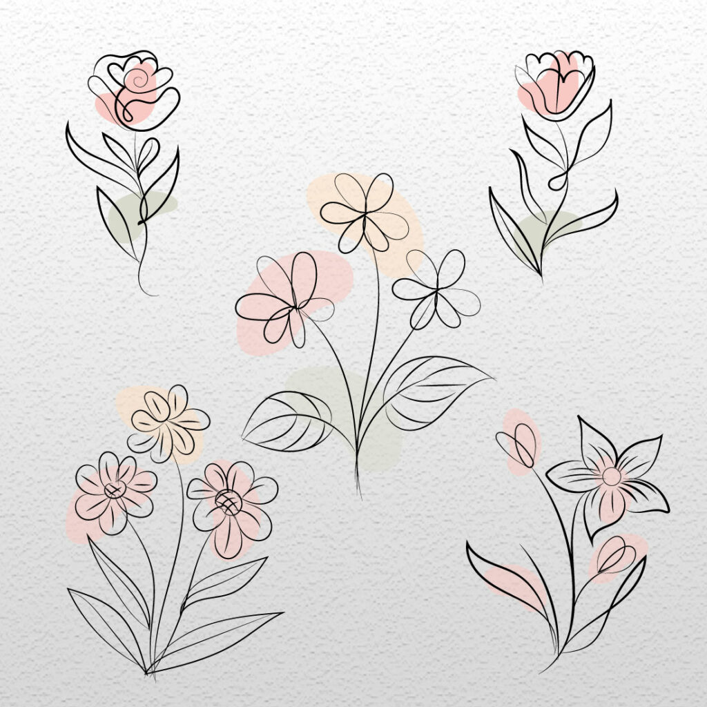 Floral Liner Art - MasterBundles