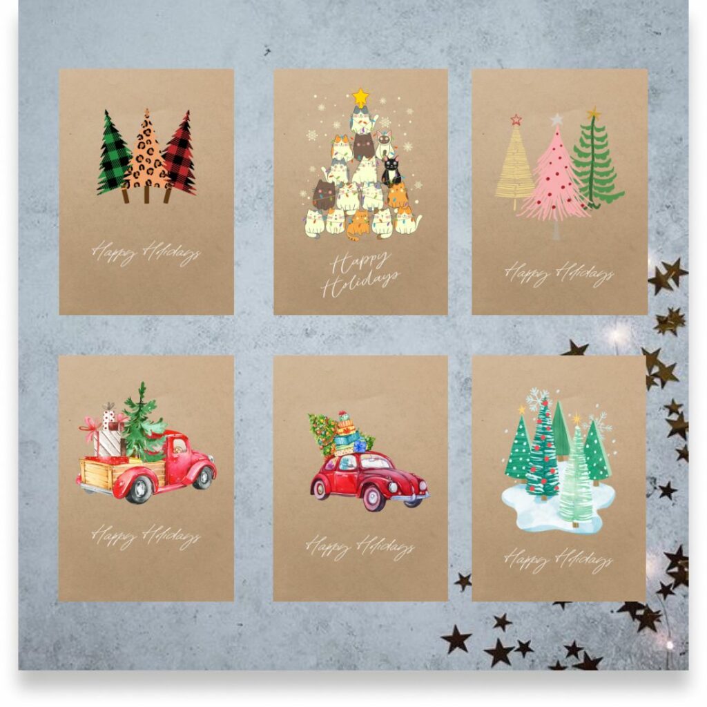 12 Postcards Happy Holidays Design - MasterBundles