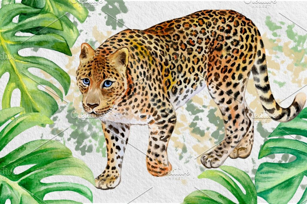 Watercolor. Leopards. Wild Cats – MasterBundles