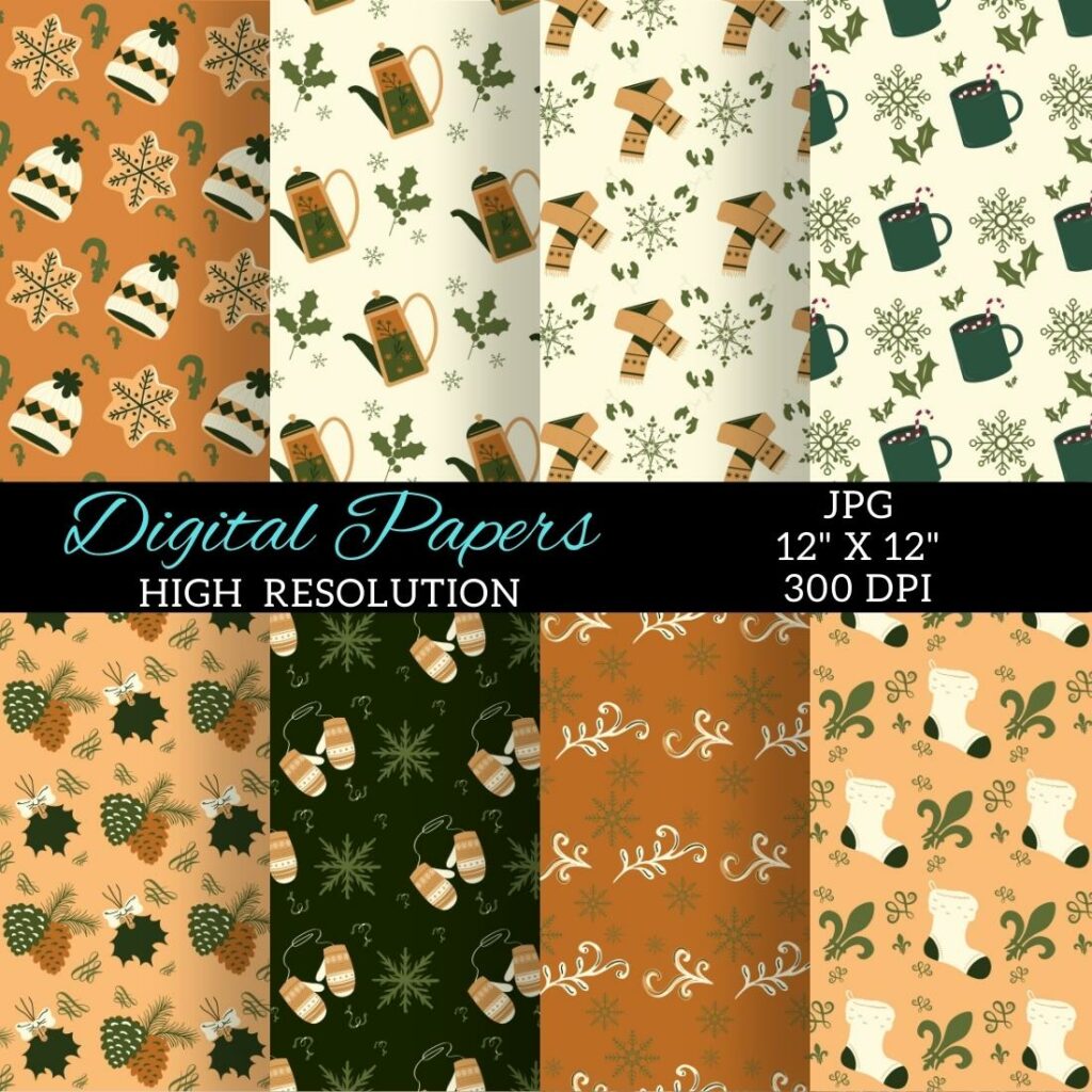 Snow Digital Paper Winter Patterns Design - MasterBundles