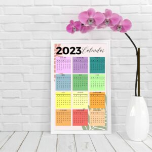 2023 Tropical Colorful Theme Wall Calendar - MasterBundles