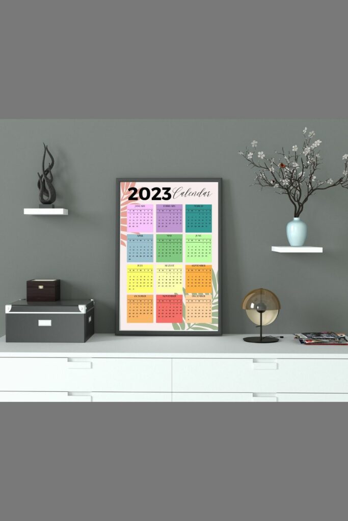 2023 Tropical Colorful Theme Wall Calendar - MasterBundles