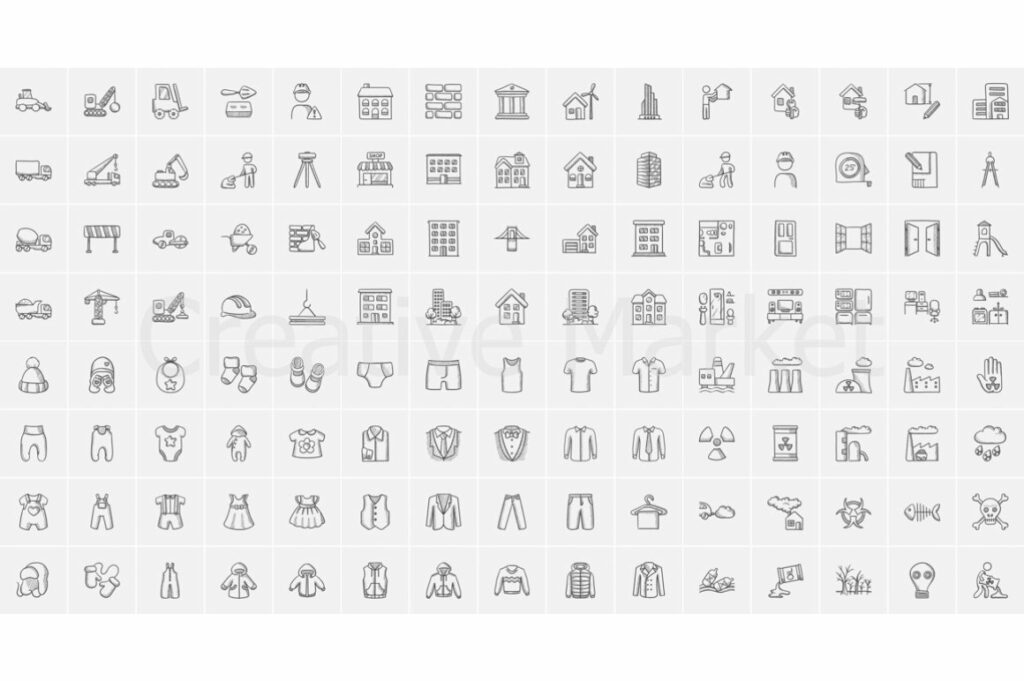 2200 Vector Sketch Icons Mega Pack – MasterBundles