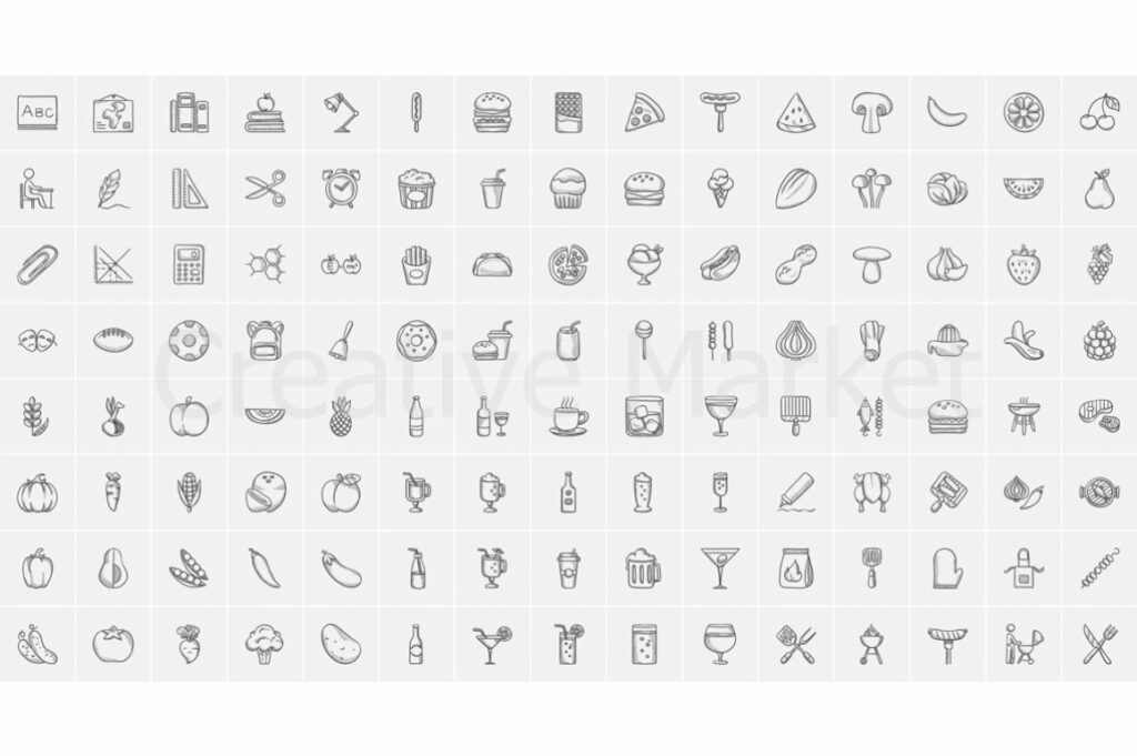 2200 Vector Sketch Icons Mega Pack – MasterBundles