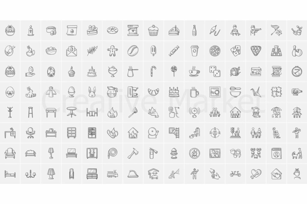 2200 Vector Sketch Icons Mega Pack – MasterBundles