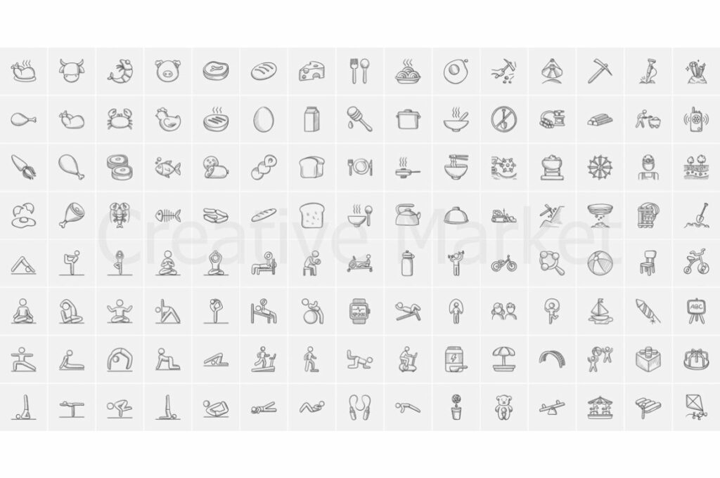 2200 Vector Sketch Icons Mega Pack – MasterBundles