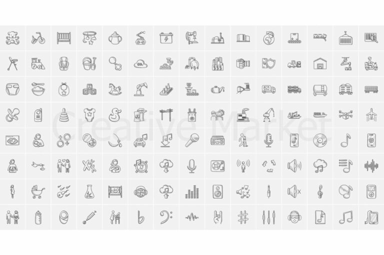 2200 Vector Sketch Icons Mega Pack – MasterBundles