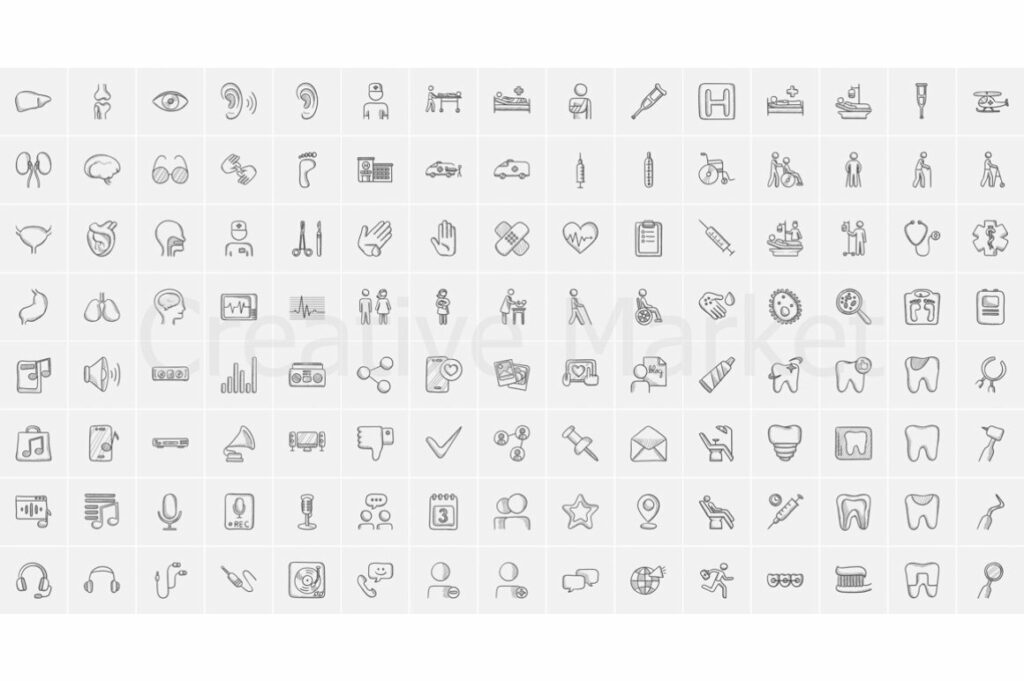 2200 Vector Sketch Icons Mega Pack – MasterBundles