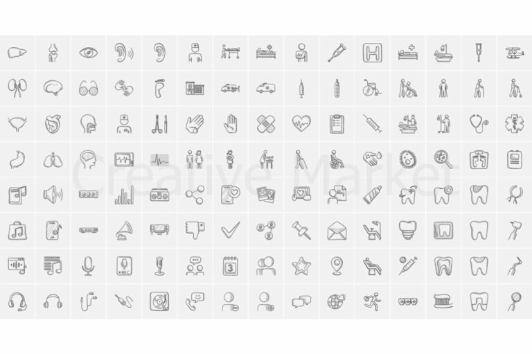 2200 Vector Sketch Icons Mega Pack – MasterBundles