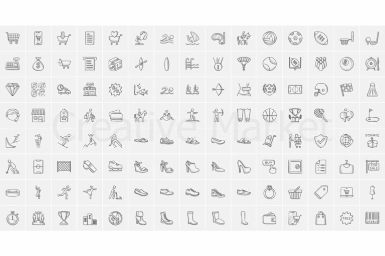 2200 Vector Sketch Icons Mega Pack – MasterBundles