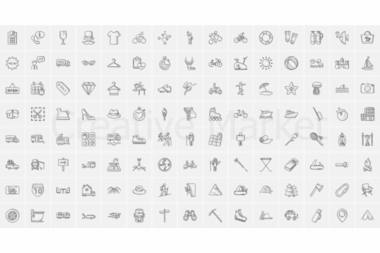 2200 Vector Sketch Icons Mega Pack – MasterBundles