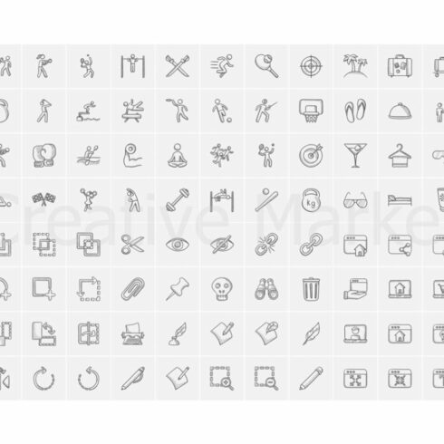 2200 Vector Sketch Icons Mega Pack – MasterBundles