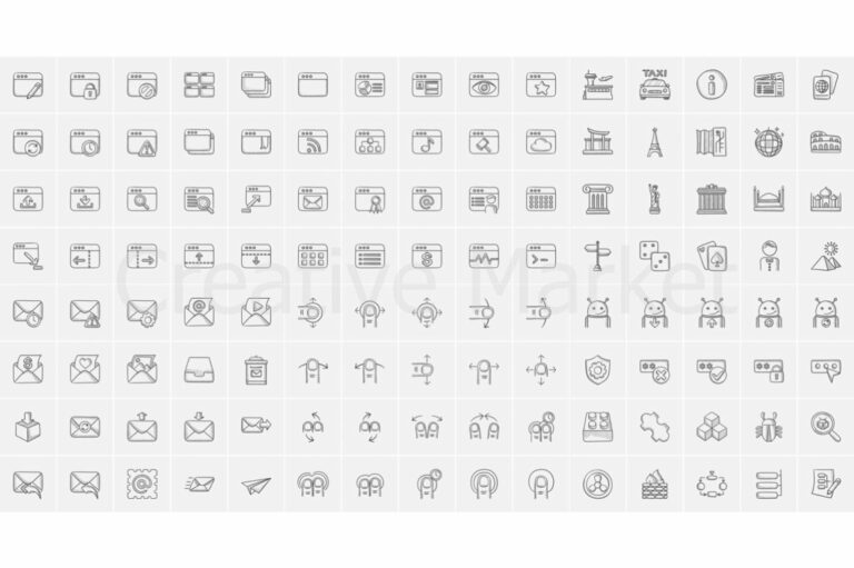 2200 Vector Sketch Icons Mega Pack – MasterBundles