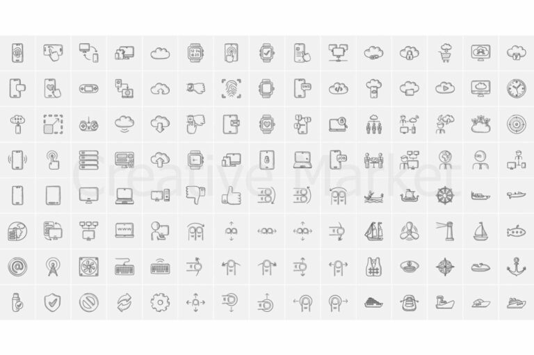 2200 Vector Sketch Icons Mega Pack – MasterBundles