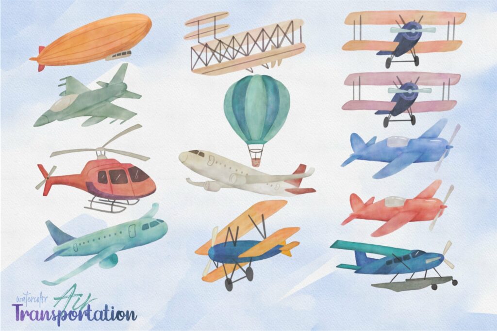 Watercolor Airplane Clipart – MasterBundles