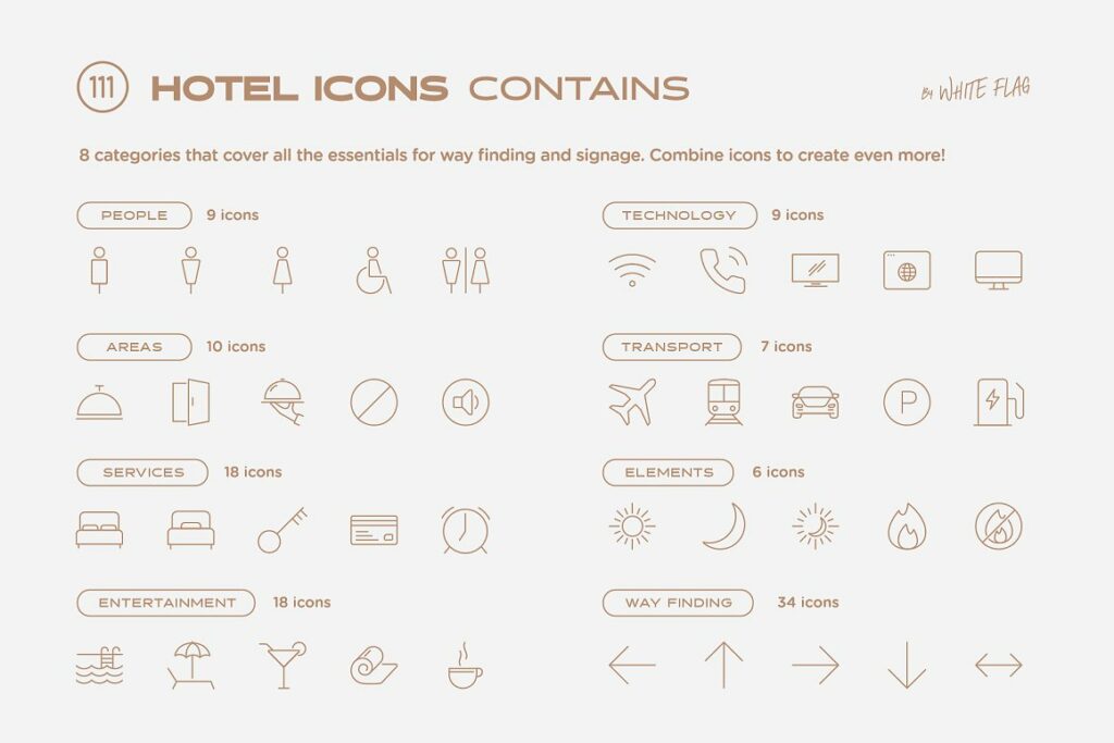 Hotel Icon Set - 111 Line Icons – MasterBundles
