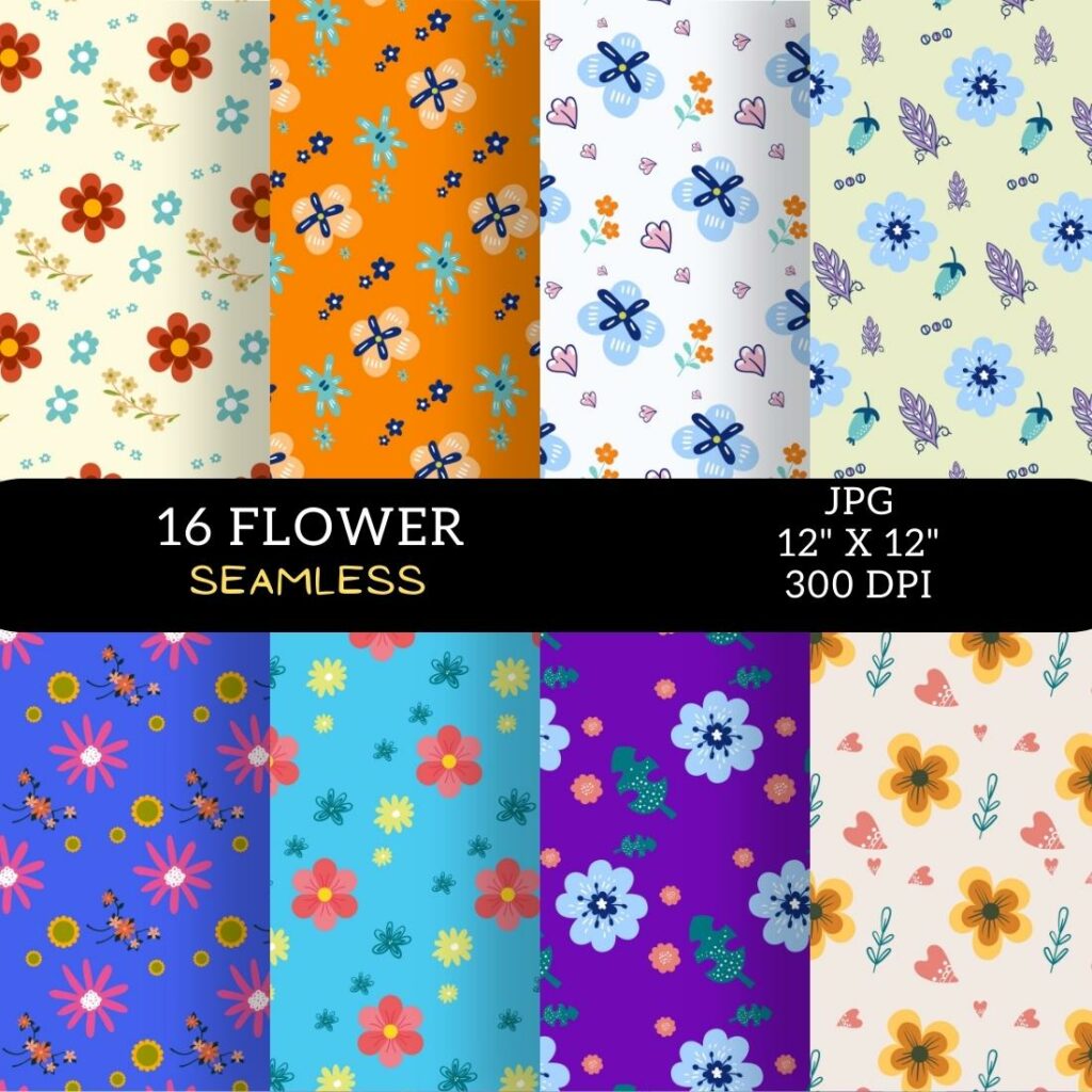 Flower Digital Paper Patterns Design - MasterBundles