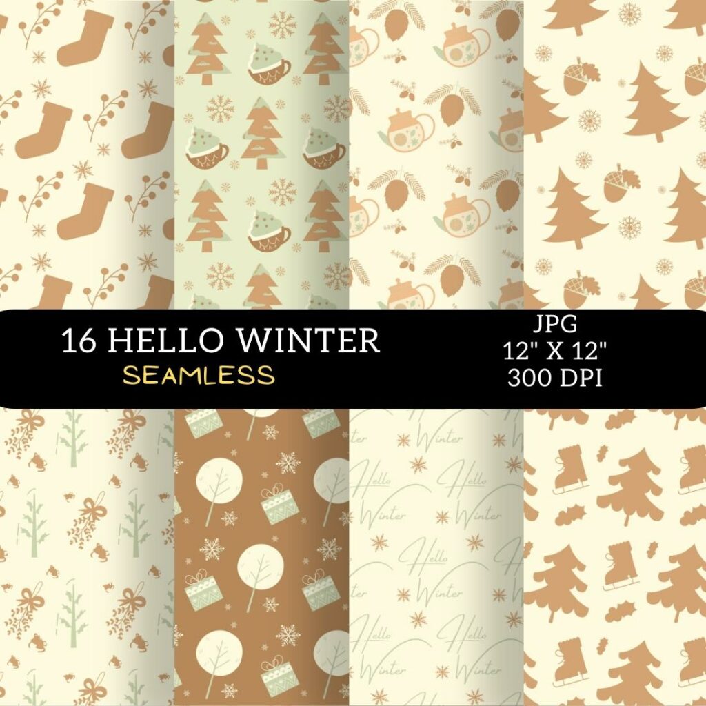 Boho Digital Paper Winter Patterns Design - MasterBundles