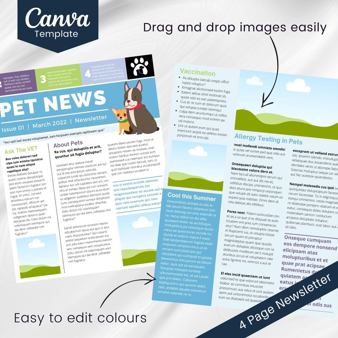 Pet Care Newsletter Canva Template - MasterBundles
